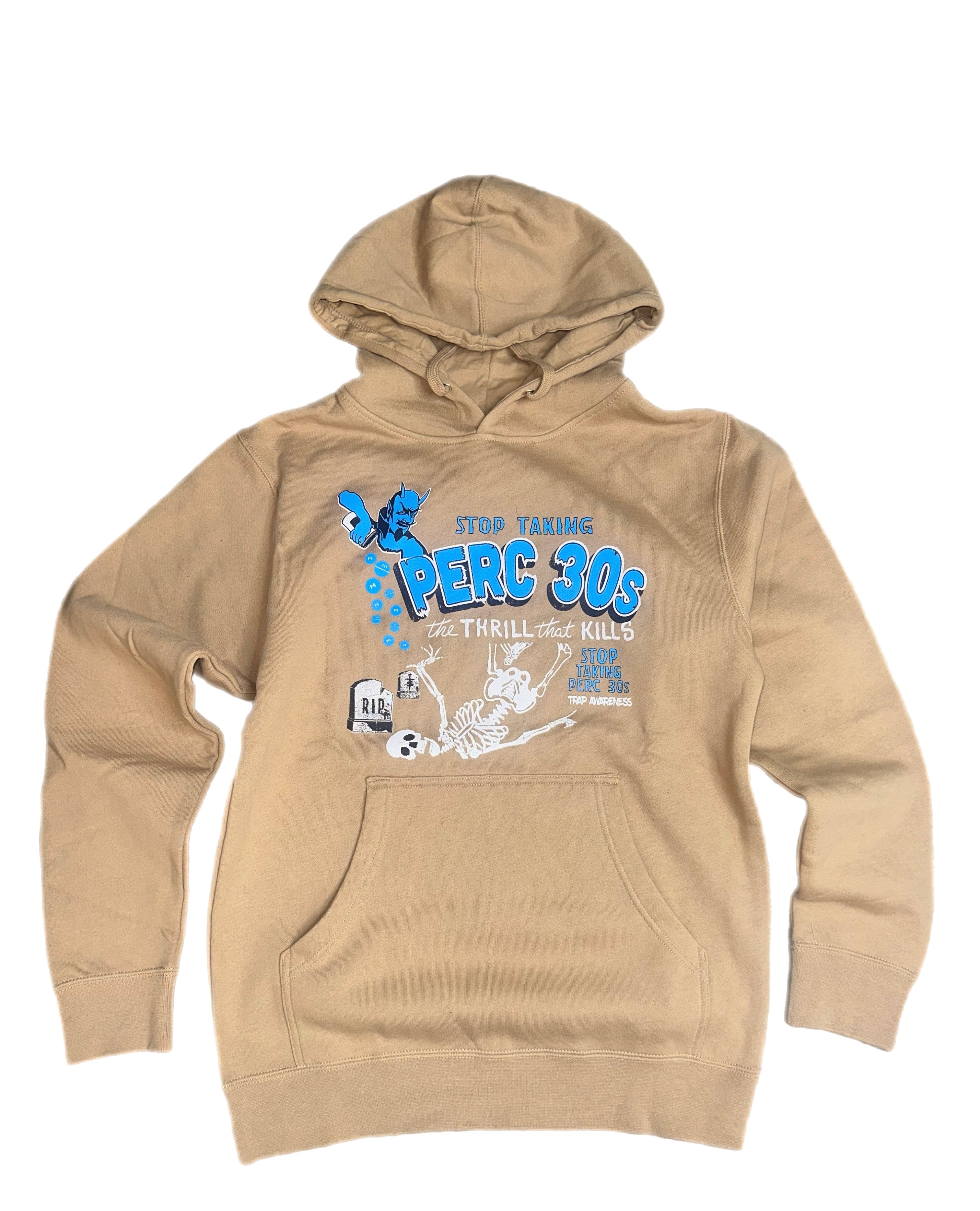 STOP TAKING PERC 30s HOODIE (TAN/BLUE) – Trap Live$ Matter